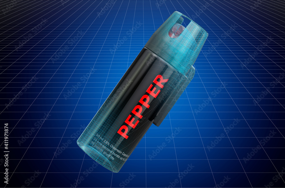 Visualization 3d cad model of pepper spray, blueprint. 3D rendering ...