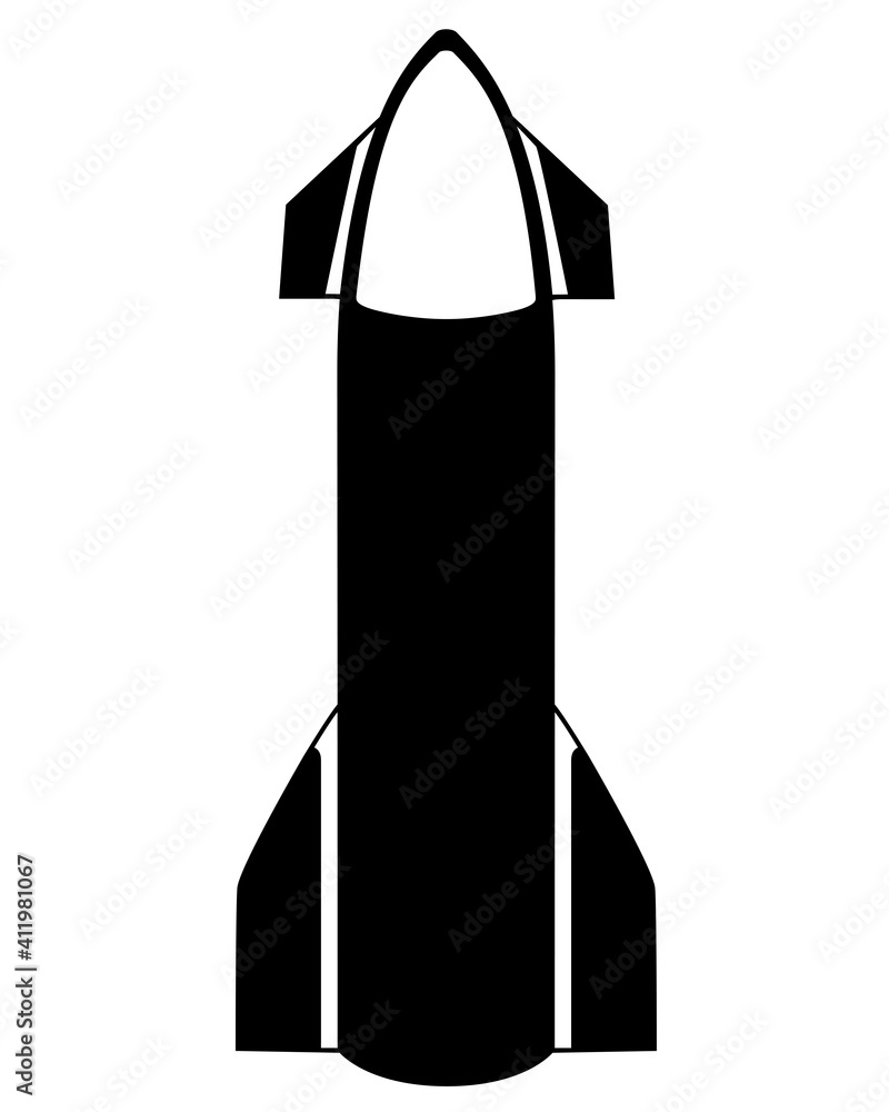 The rocket stands vertically - vector black and white picture for an ...