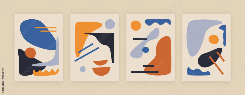 Abstract posters. Organic shapes contemporary wall decor. Set of ...