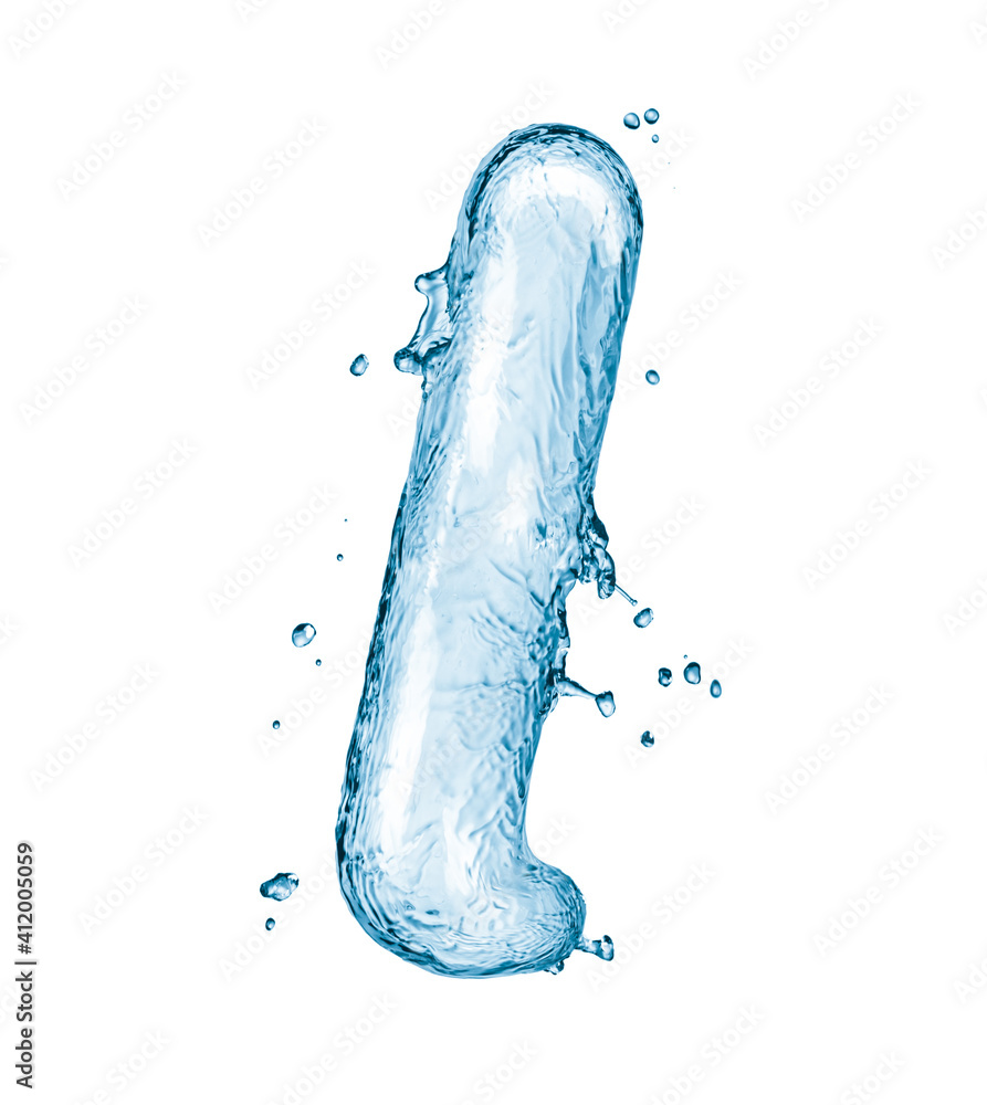 Water splashes letter isolated on white background. Abstract liquid ...