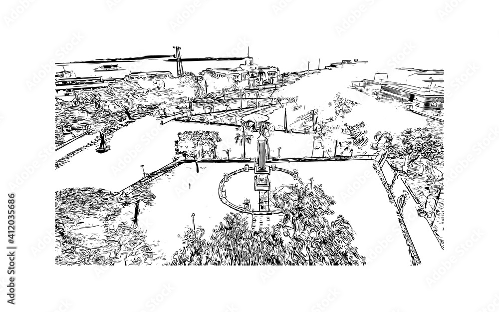 Building view with landmark of Cebu is the city in Philippines. Hand ...