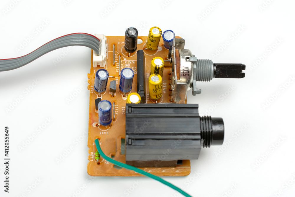 components of microprocessor devices are installed on a printed circuit ...