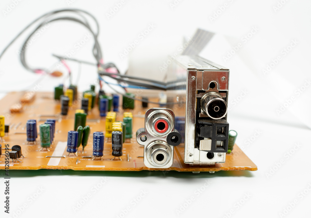 components of microprocessor devices are installed on a printed circuit ...