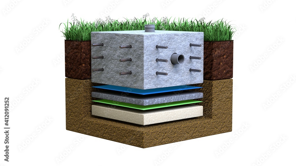 construction substructure scheme isolated, industrial 3d rendering ...