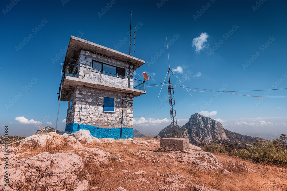 Firefighter watchtower that looks out for wildfires built on top of a ...