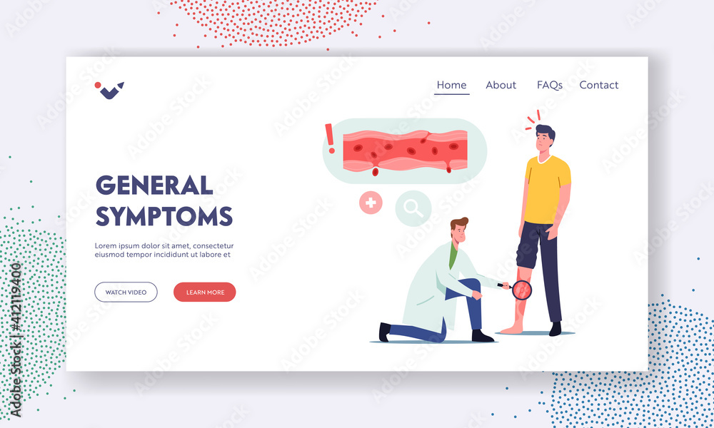 Rosacea Vasculitis General Symptoms Landing Page Template. Vessels ...
