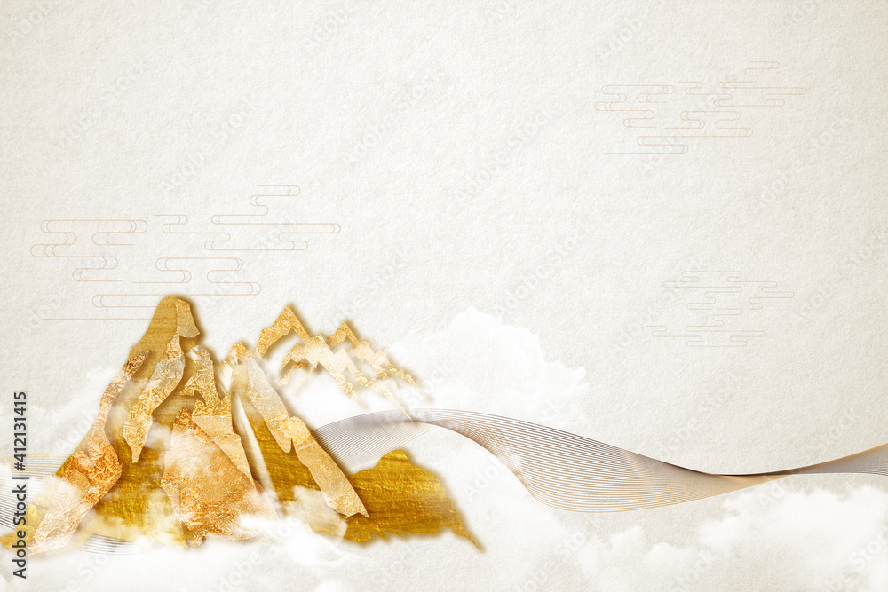 Modern digital art of Chinese landscape painting, Chinese Shan Shui. 3D ...