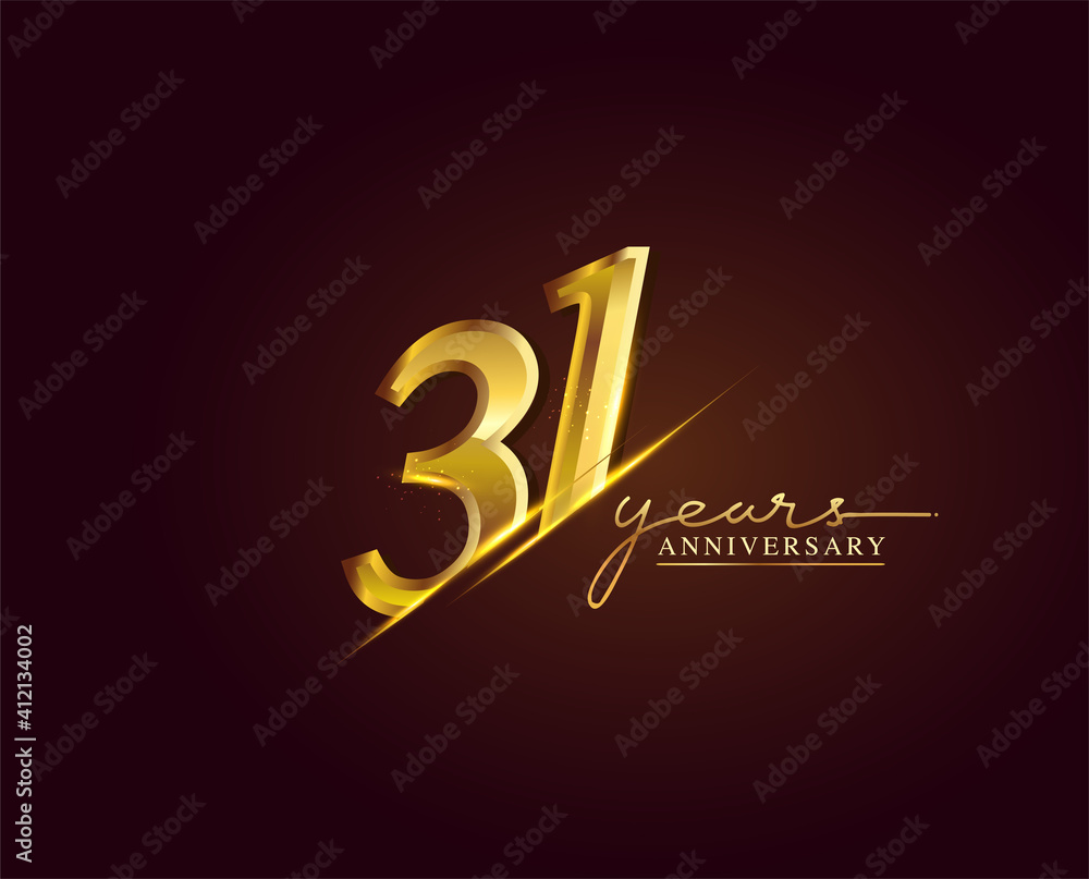 31 Years Anniversary Logo Golden Colored isolated on elegant background ...