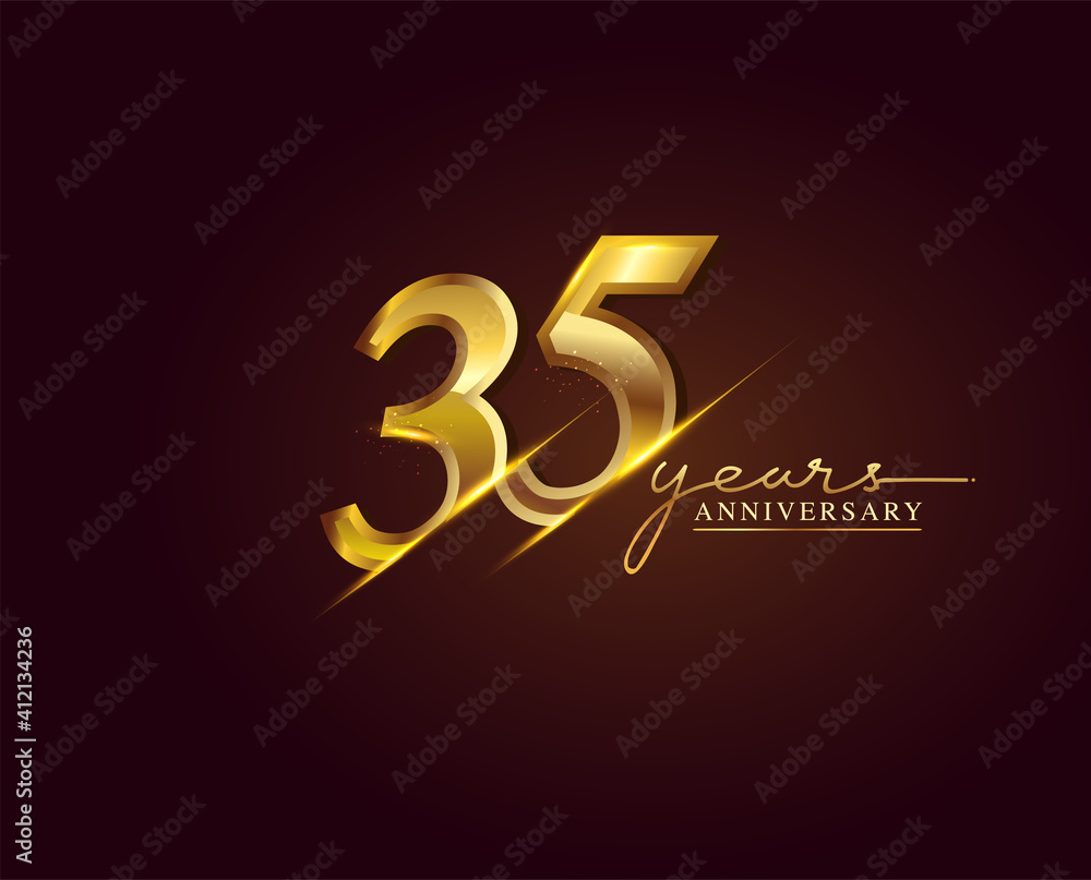 35 Years Anniversary Logo Golden Colored isolated on elegant background ...
