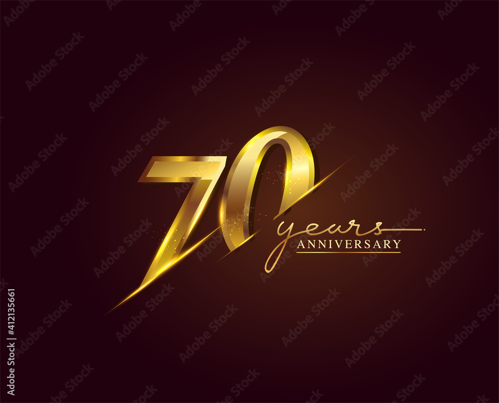 70 Years Anniversary Logo Golden Colored isolated on elegant background ...