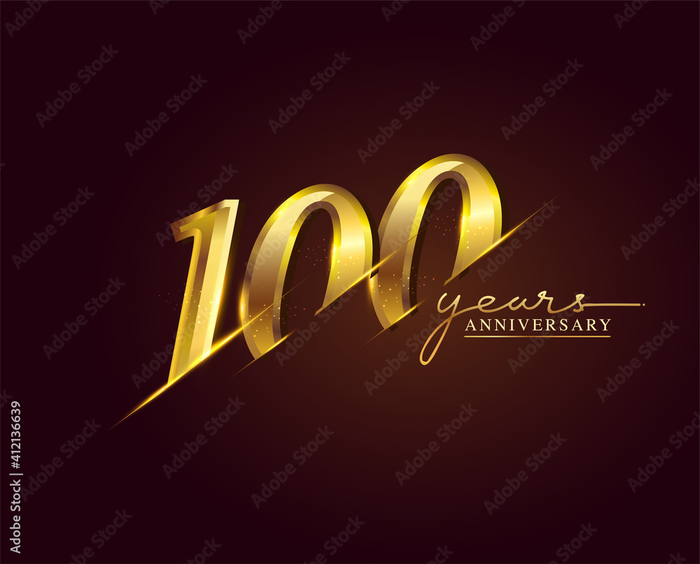 100 Years Anniversary Logo Golden Colored isolated on elegant ...