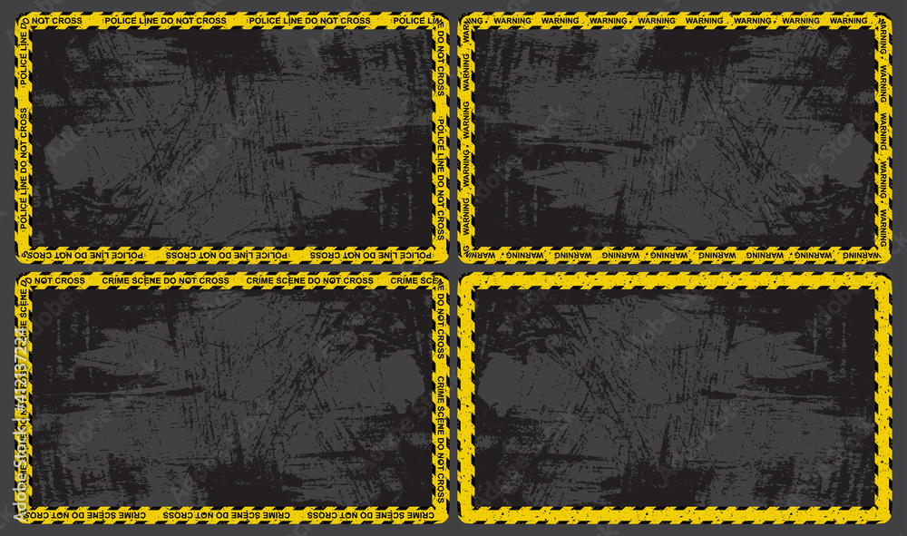 Warning tape border with grunge empty space for text. Black and yellow ...