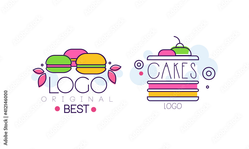 Best Cakes Logo Design Set, Tasty Dessert Labels for Bakery, Candy Shop ...