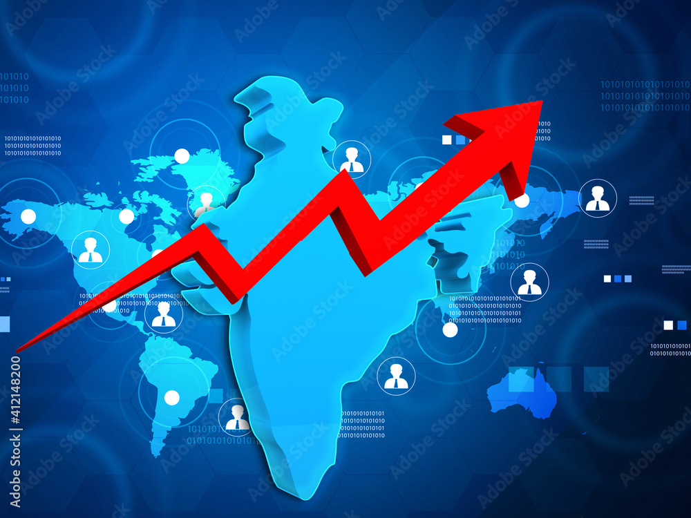 3d india map with business arrow graph. 3d illustration. Stock ...