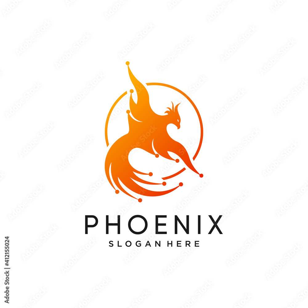 Phoenix logo with gradient colors, circle style concept, Premium Vector ...