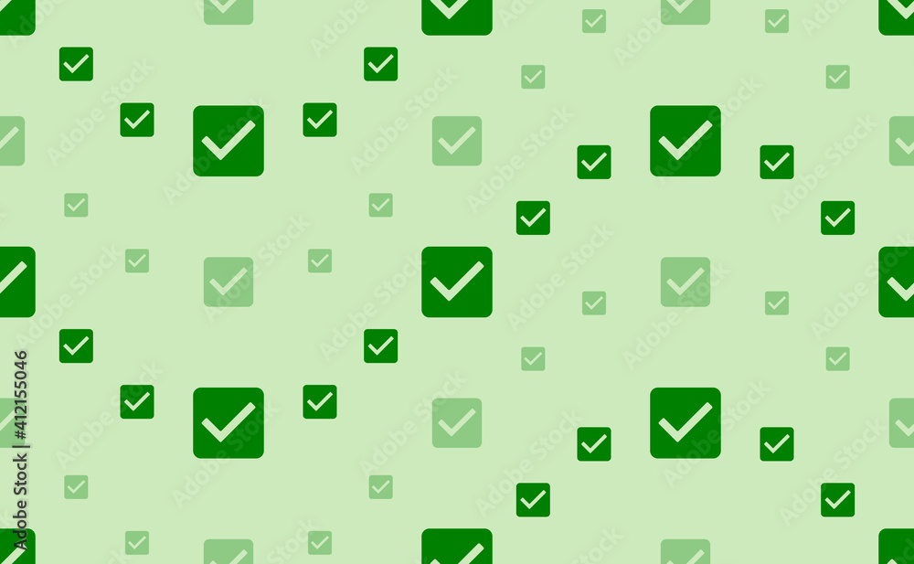 Seamless pattern of large and small green checkbox symbols. The ...