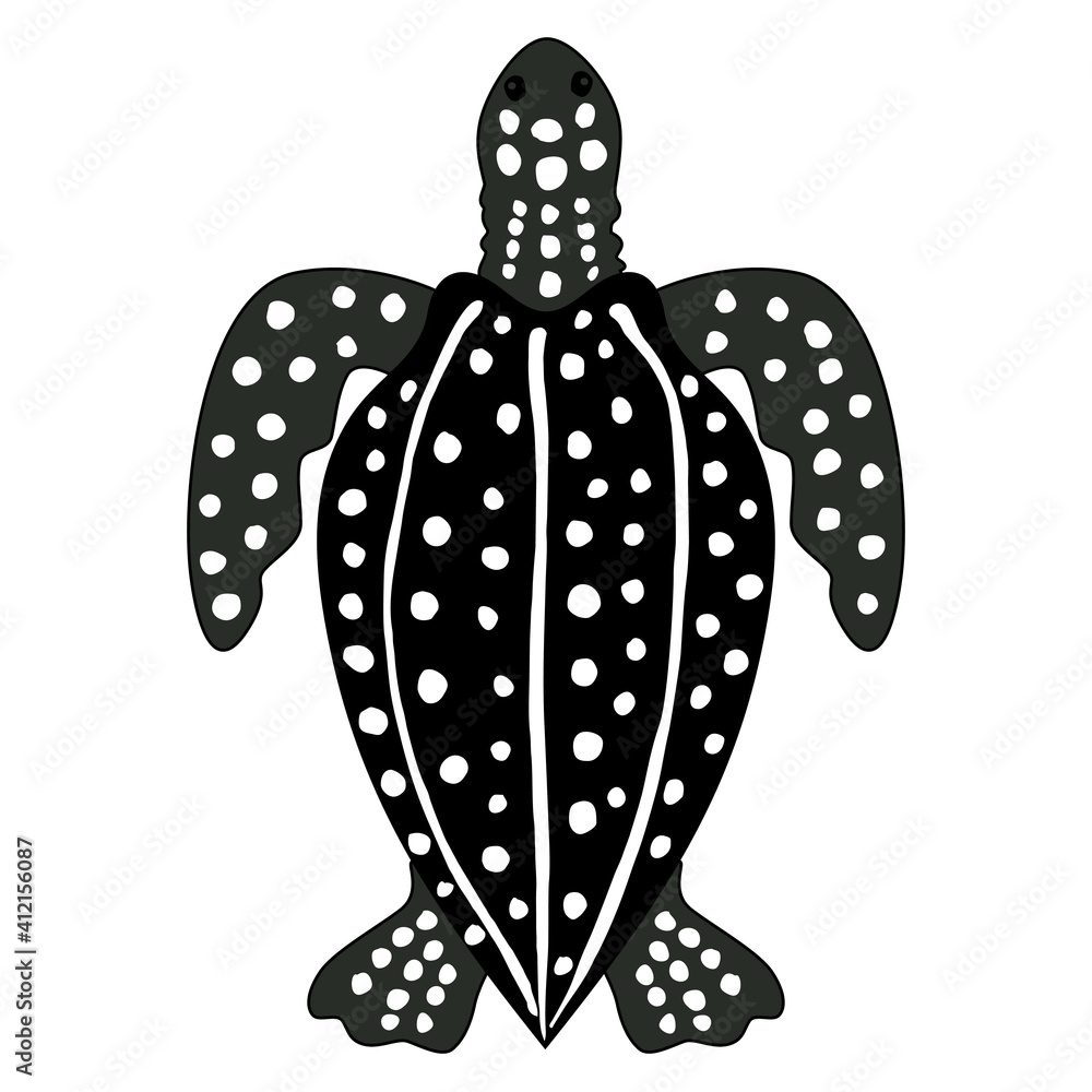 Simple vector clipart of leatherback sea turtle isolated on white ...