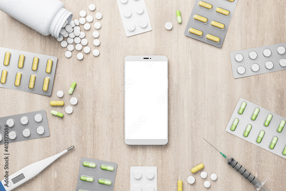 Assortment of pharmaceutical medicine pills, tablets, capsules and ...