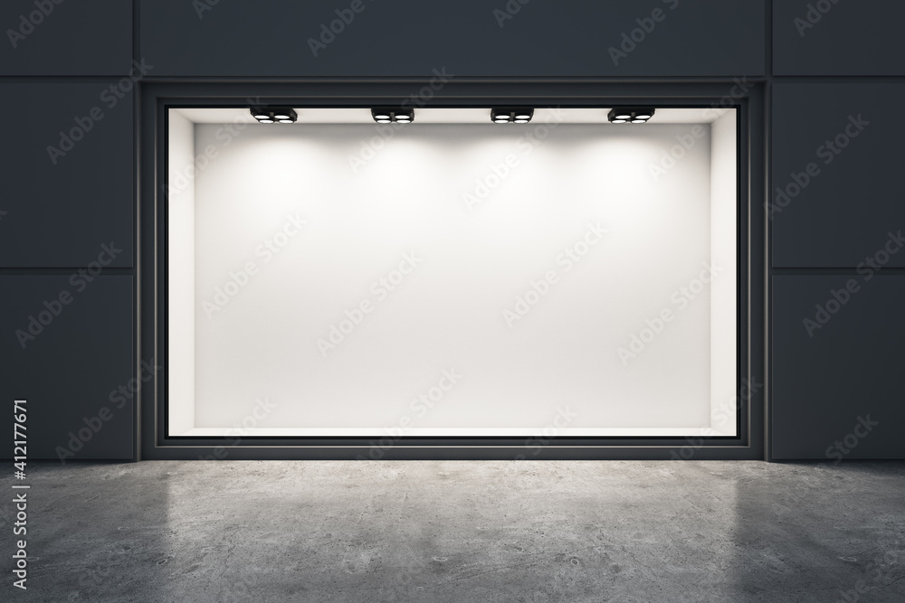Side view of shop with empty glass showcase. Stock Illustration | Adobe ...