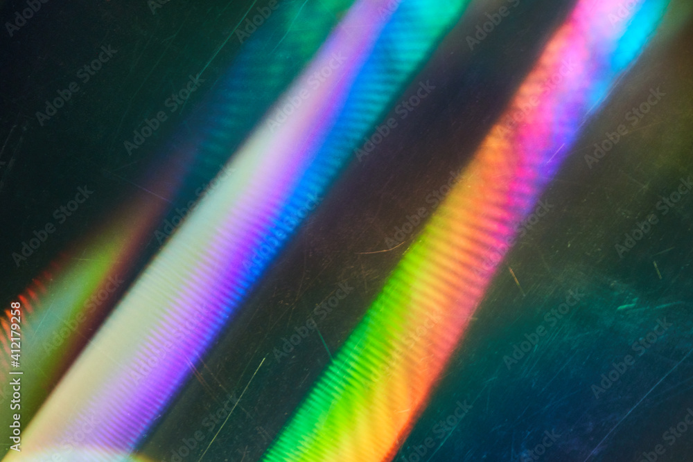 Rainbow Flare with Vintage Effect on Film. Blurred Dust and scratches ...