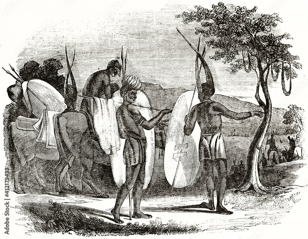 Cafres family migrating, horseback and on foot indigenous people ...