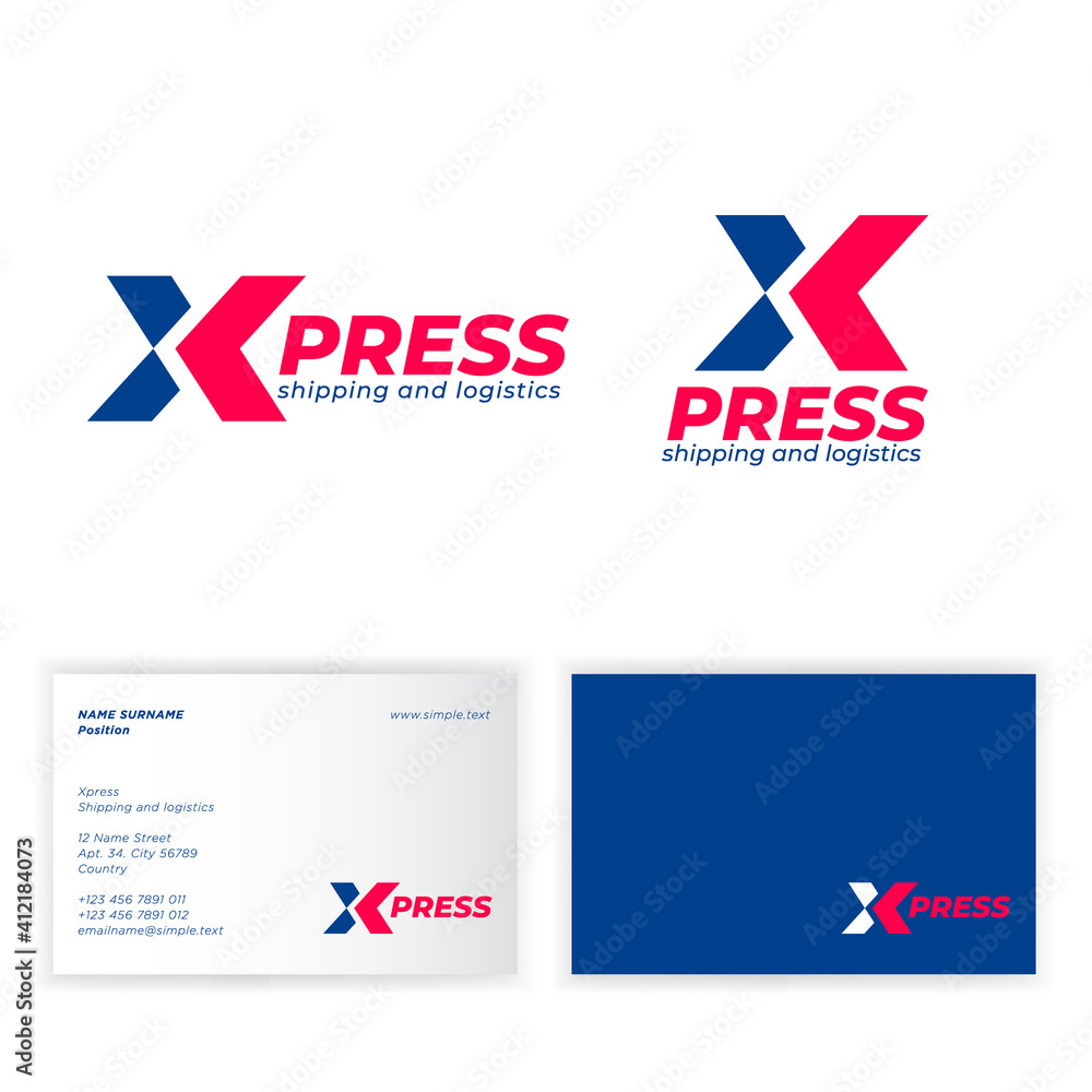X-press logo (Express logo). Logistic and delivery company emblem. X ...