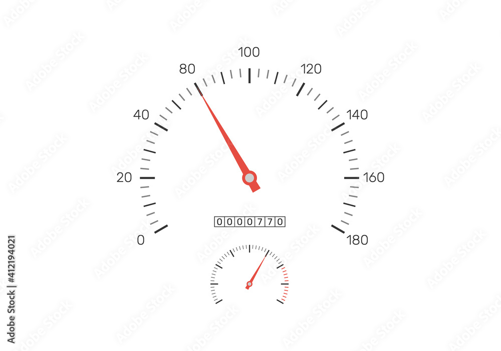 Realistic speedometer isolated on white background. Speedometer with ...