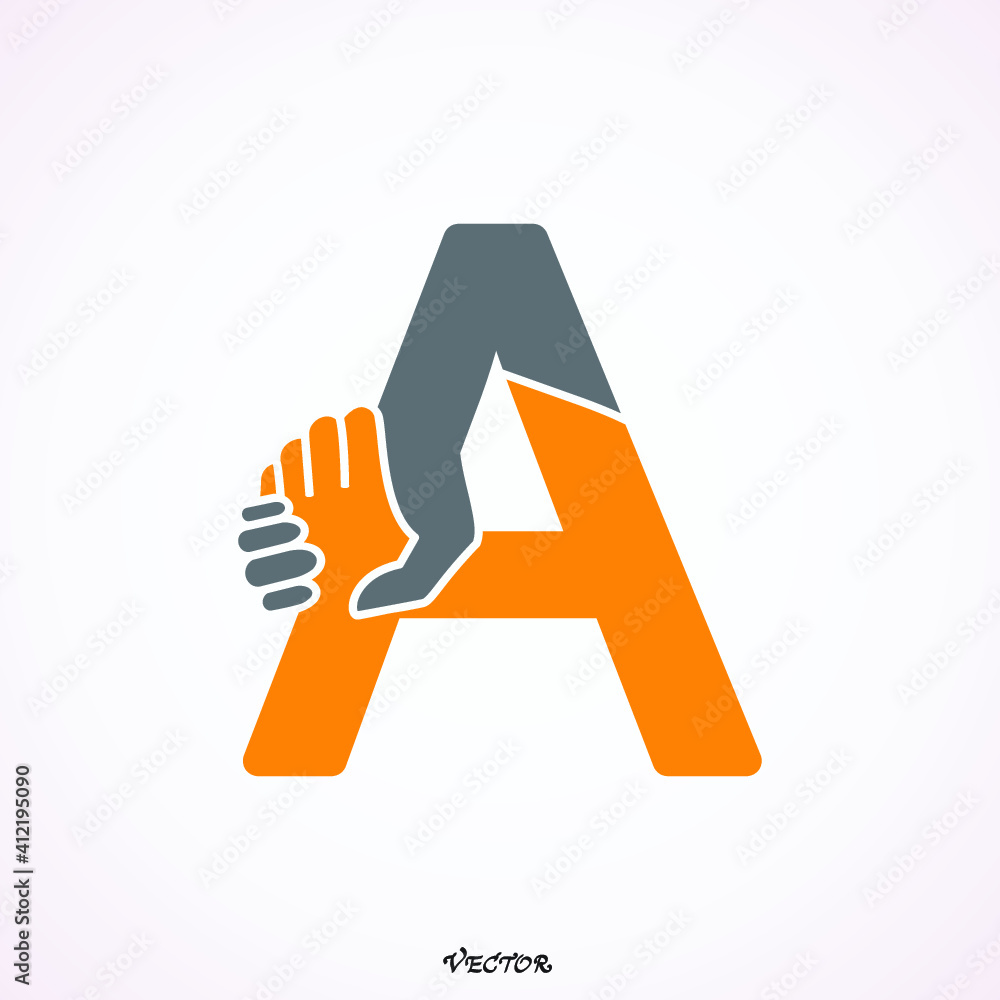Vetor de Letter A Handshake Logo Template Design. Creative Vector ...