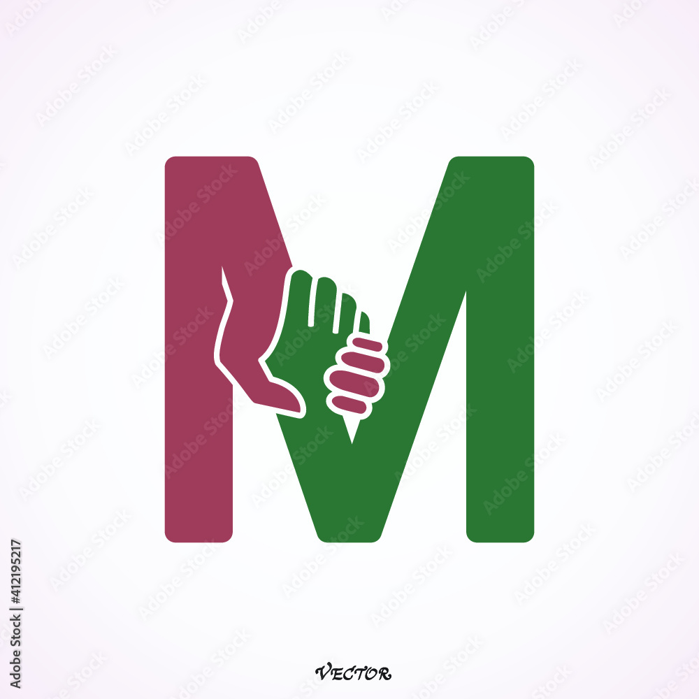 Letter M Business handshake logo design. Creative minimal monochrome ...