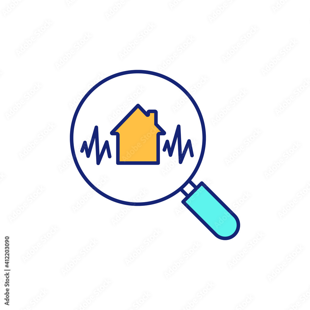 Earthquake engineering RGB color icon. Strengthening construction to ...
