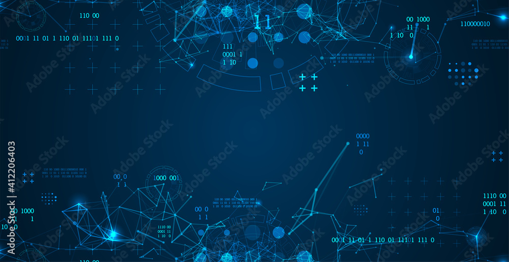 Technology Background With Plexus Effect Big Data Concept Binary Computer Code Vector