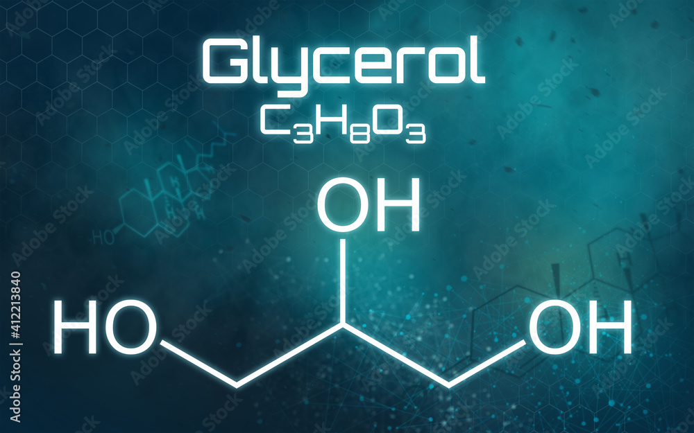 Chemical formula of Glycerol on a futuristic background Stock ...