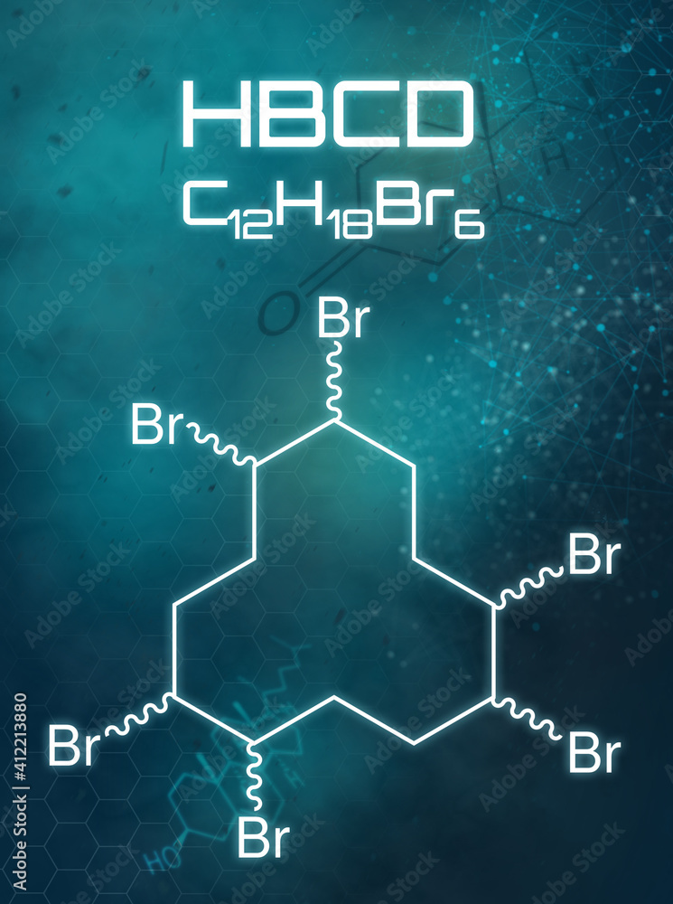 Chemical formula of HBCD on a futuristic background Stock Illustration ...