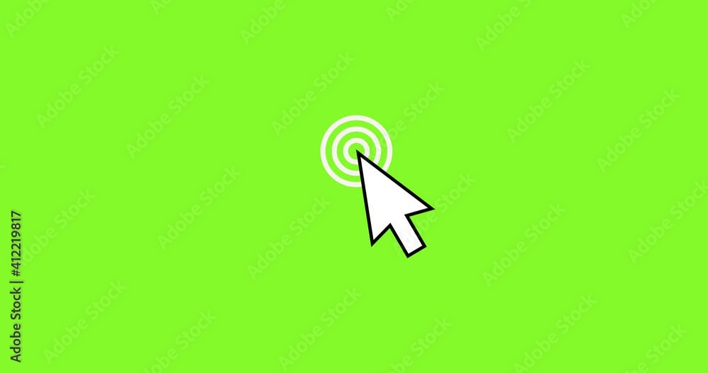 Pointer arrow cursor clicking. Technology and Internet icons animation on green screen ...