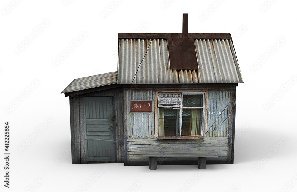 Old building render on a white background. 3D rendering Stock ...