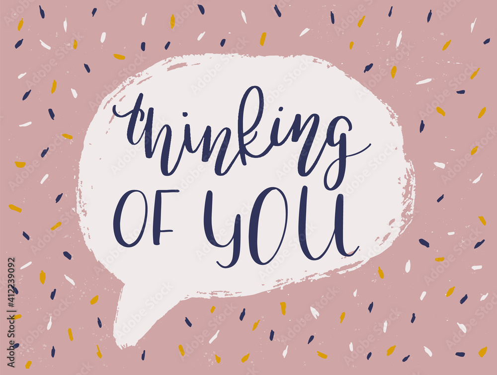 Thinking of you lettering. Poster and postcard design. Vector ...