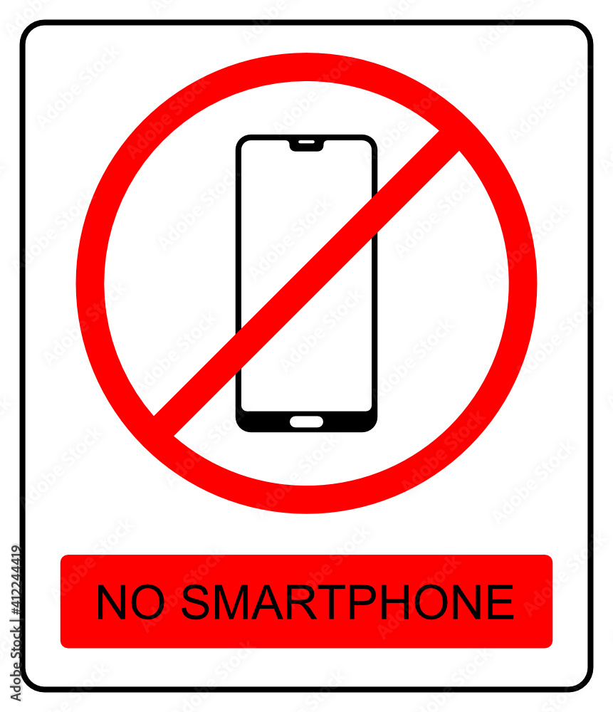 Warning No Smartphone vector sign isolated on white background, please ...