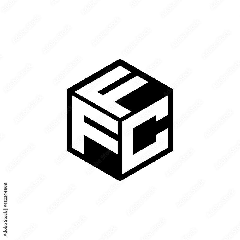 FCF letter logo design with white background in illustrator, cube logo ...