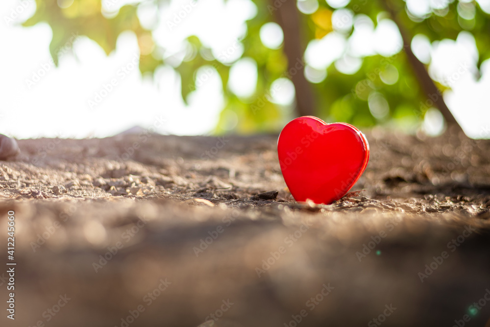 lonely red heart on the ground. - health care, love, organ donation ...