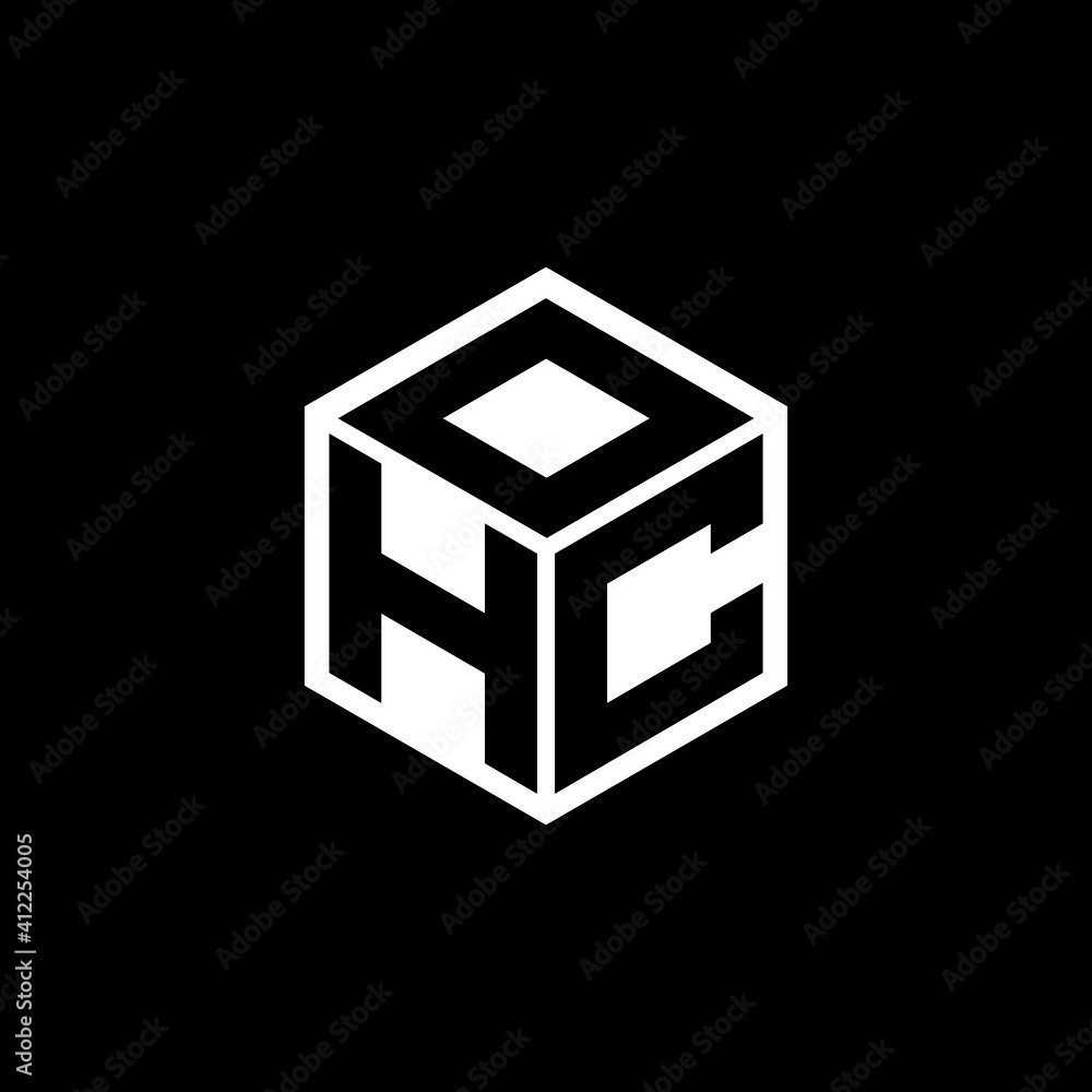 HCO letter logo design with black background in illustrator, cube logo ...