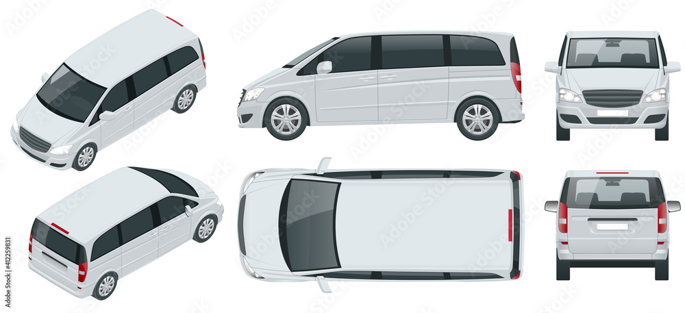Electric Minivan with Premium Touches, Passenger Van Car vector ...