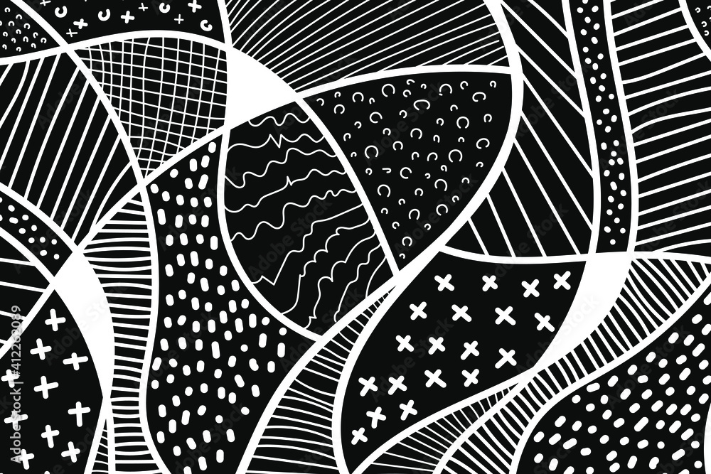 Abstract hand drawn vector illustration. Curve lines and dots. Stock ...