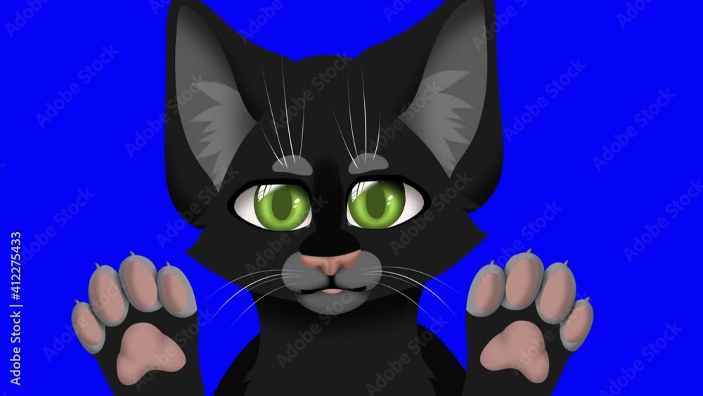 Cute 2D animation of black cat appearing from the bottom and licking ...