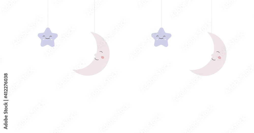 Baby background. Cartoon cute moon with stars. Wallpaper,background ...