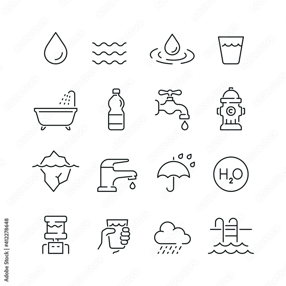 Water related icons. Editable stroke. Thin vector icon set Stock Vector ...
