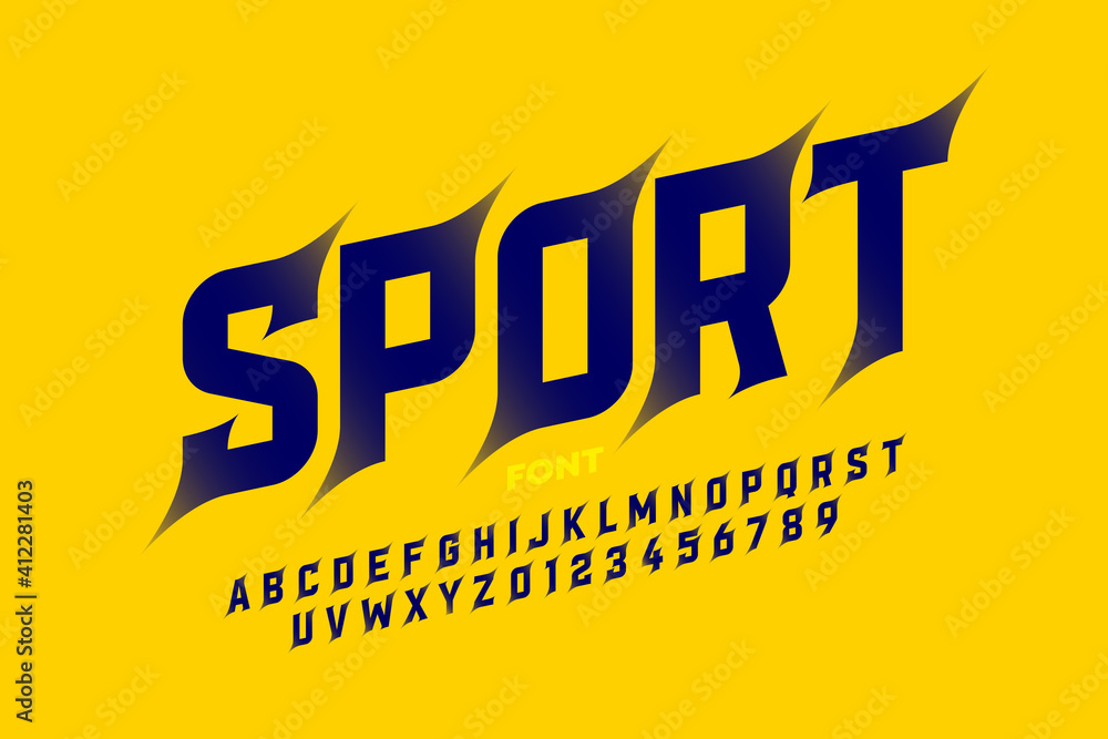 Sport style font, alphabet letters and numbers Stock Vector | Adobe Stock