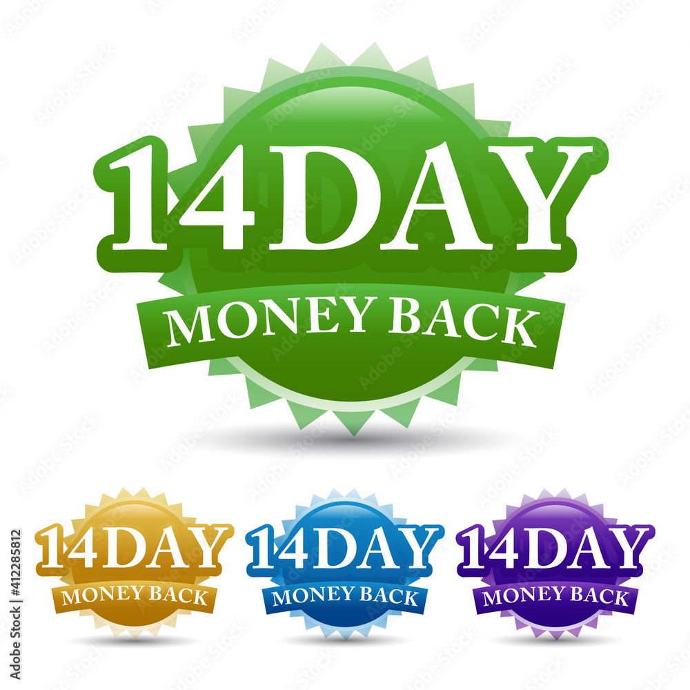 14-day money-back guarantee label vector image, isolated on white ...