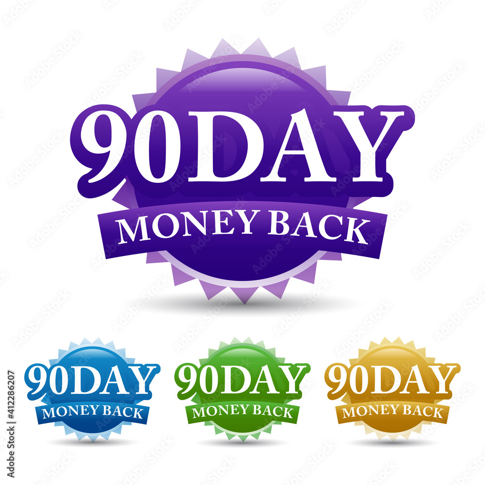 90-day money-back guarantee label vector image, isolated on white ...
