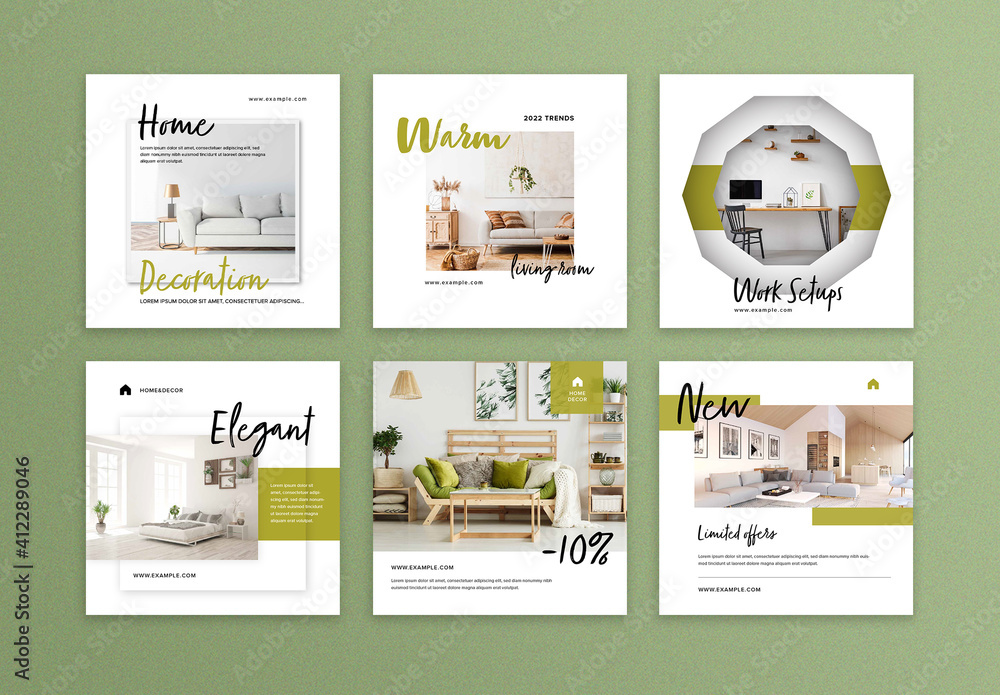 Interior Design Social Media Post Layouts plantilla de Stock | Adobe Stock