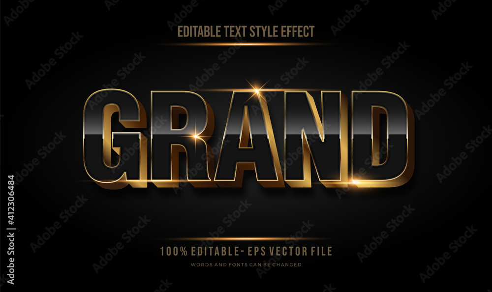 3d gold contour effect. editable font style Stock Vector | Adobe Stock